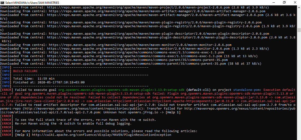 I have failed to setup the openmrs sdk, brings errors - Ask OpenMRS - OpenMRS Talk
