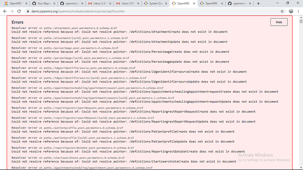 "Swagger Resolver" Errors in later versions of Reff app - Development - OpenMRS Talk