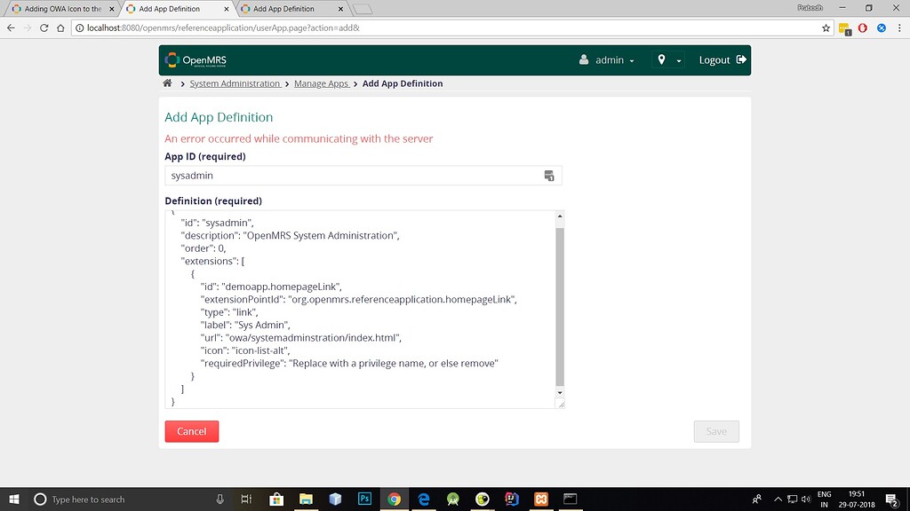 Error adding OWA Icon to the Reference Application - Development ...