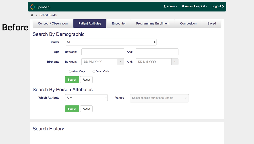UI restructuring for cohort builder patient component - Development - OpenMRS Talk