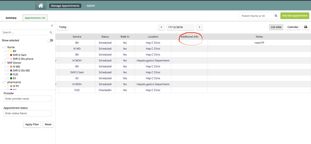 Additional Info in Appointment Scheduling List view - Bahmni - OpenMRS Talk