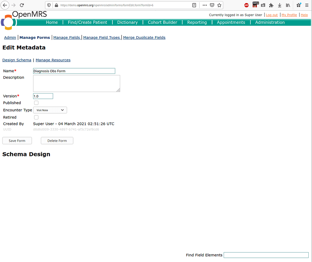 HTMLFormEntry Schema Design not working - Implementing - OpenMRS Talk