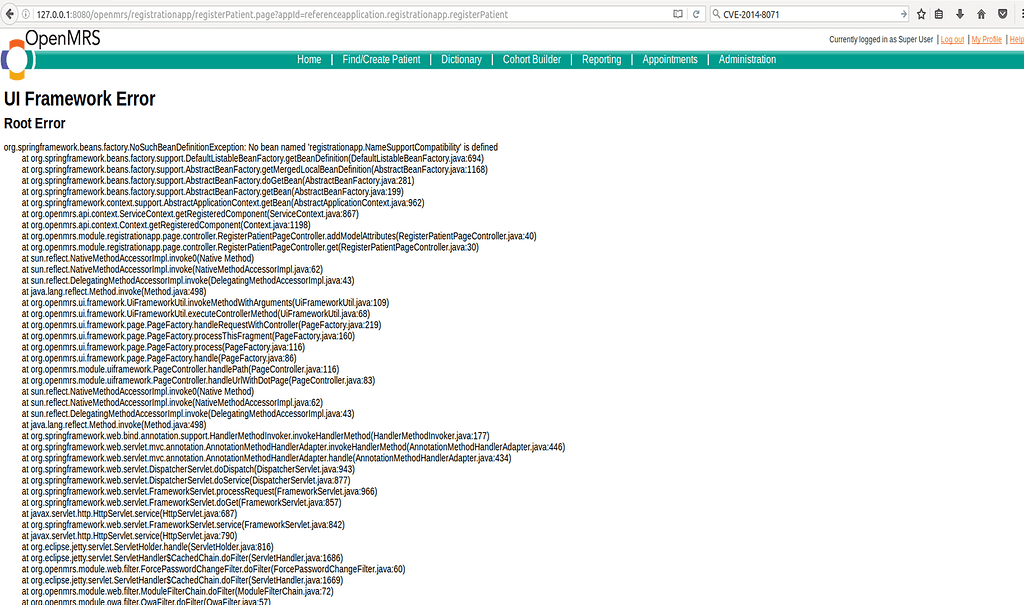 UI Framework Error while attempting to access registration app - Development - OpenMRS Talk