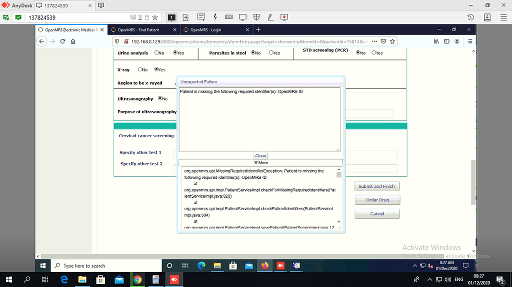 Error submitting a form - Implementing - OpenMRS Talk