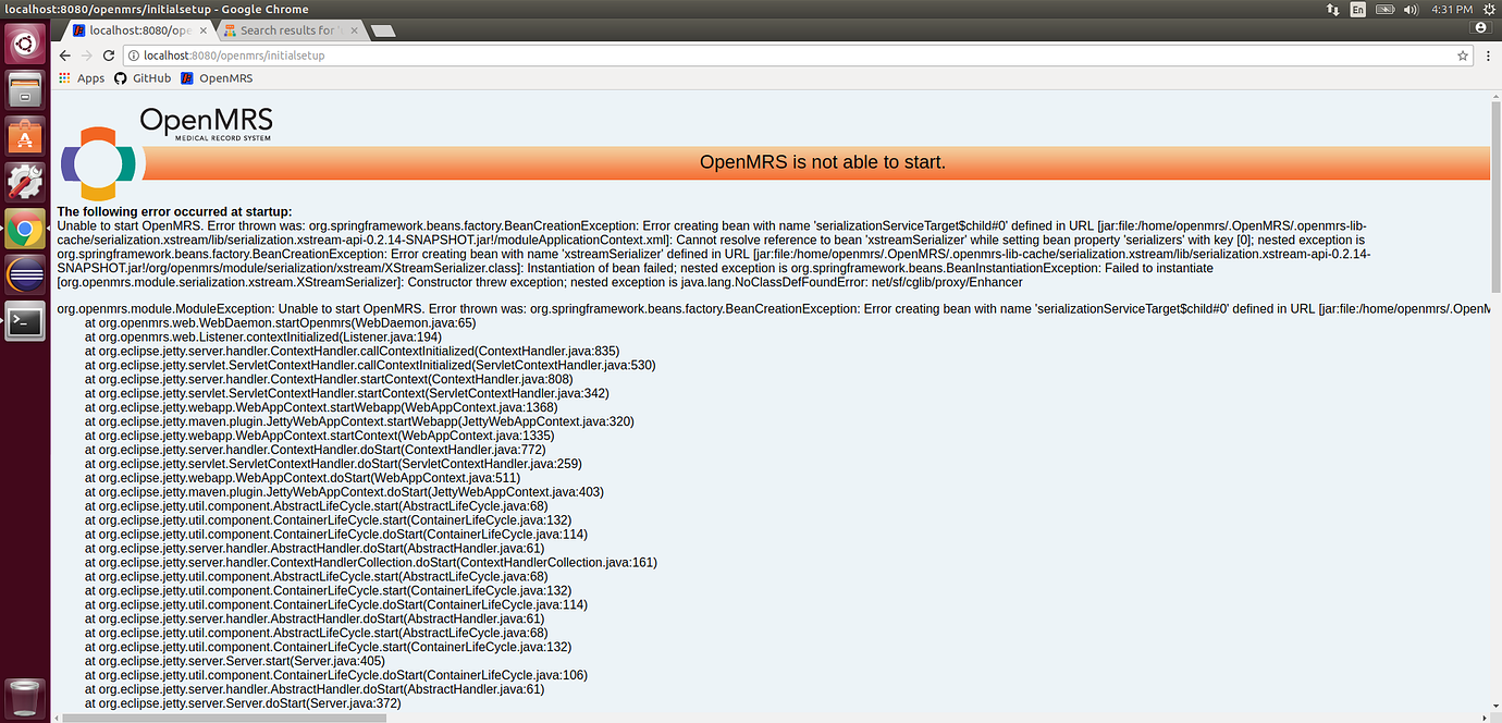 Issue on trying to open "openmrs" page - Ask OpenMRS - OpenMRS Talk