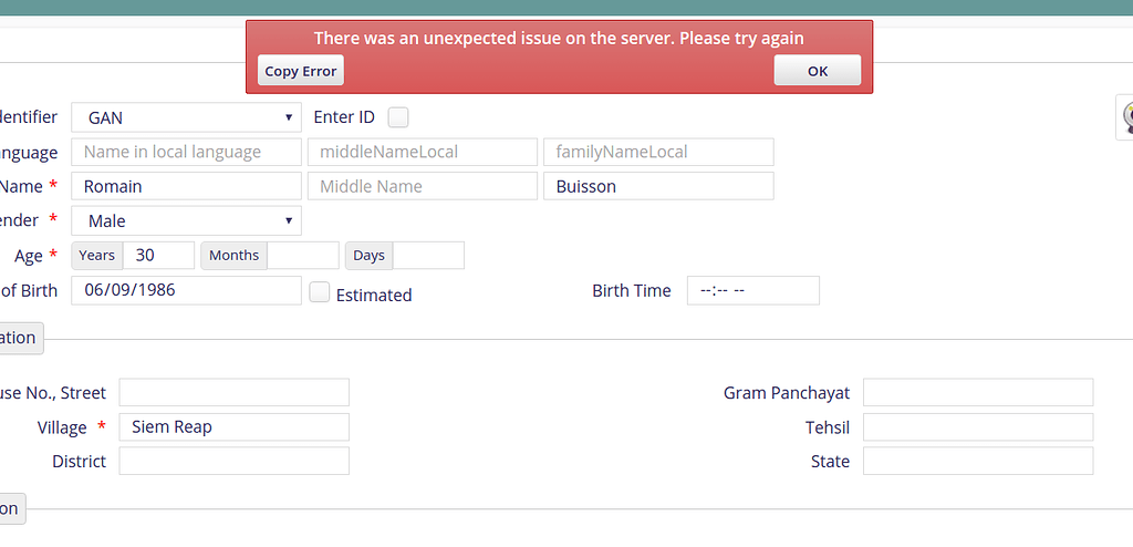 Bahmni: Unable to save a new patient (NullPointerException) - Bahmni - OpenMRS Talk