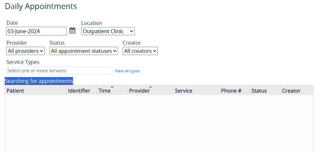 Not able to see the list of the appointments in daily appointments in ...
