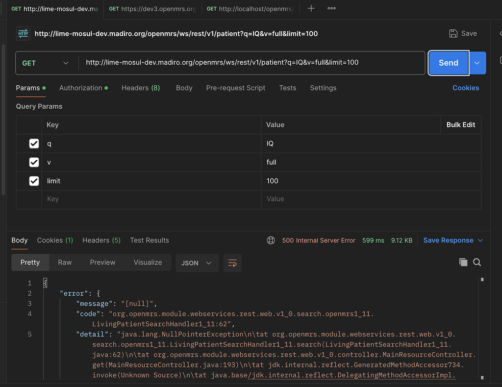 NullPointerException when searching for a patient by identifier - Development - OpenMRS Talk