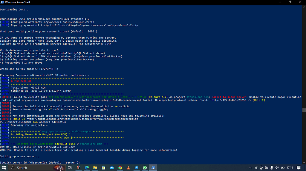 OpenMRS SDK installation_BUILD FAILURE_Failed to setup server - OpenMRS Talk