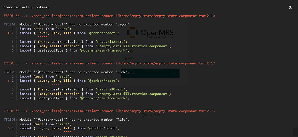 Start-UP error while running openmrs-esm-patient-chart : - OpenMRS Talk Start-UP error while running openmrs-esm-patient-chart : - OpenMRS Talk