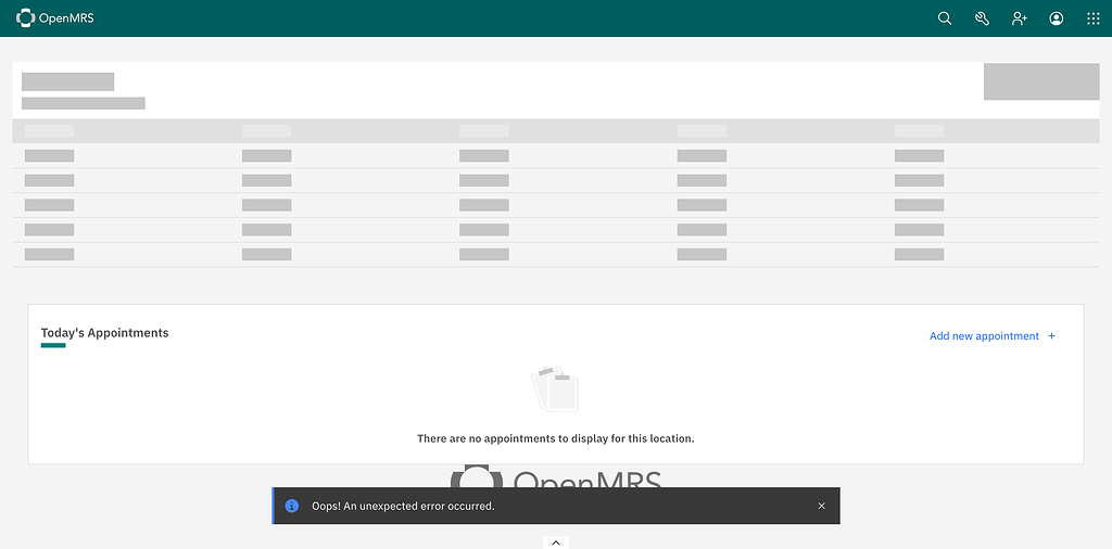 Ozone - OpenMRS 3 UI: "Oops! An unexpected error occurred." - Ozone HIS - OpenMRS Talk