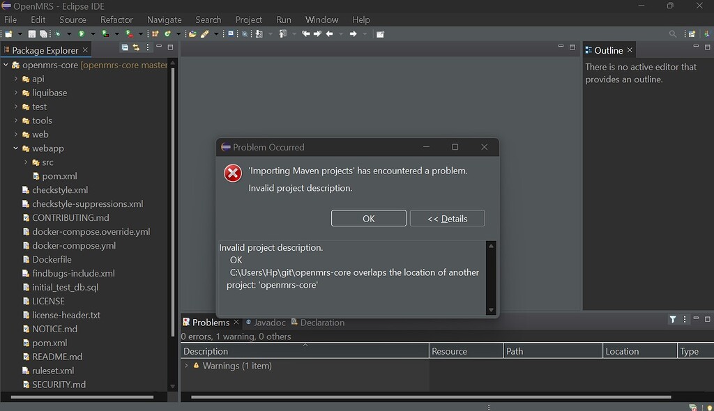 Invalid project description. Error message while Importing Maven ... Invalid project description. Error message while Importing Maven ...