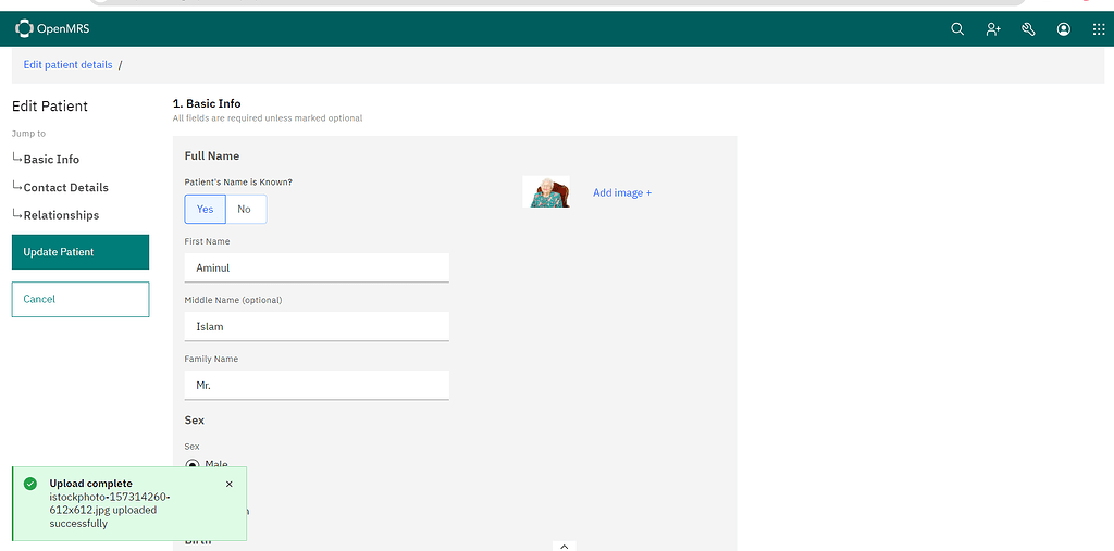 Patient Image not saving - Development - OpenMRS Talk