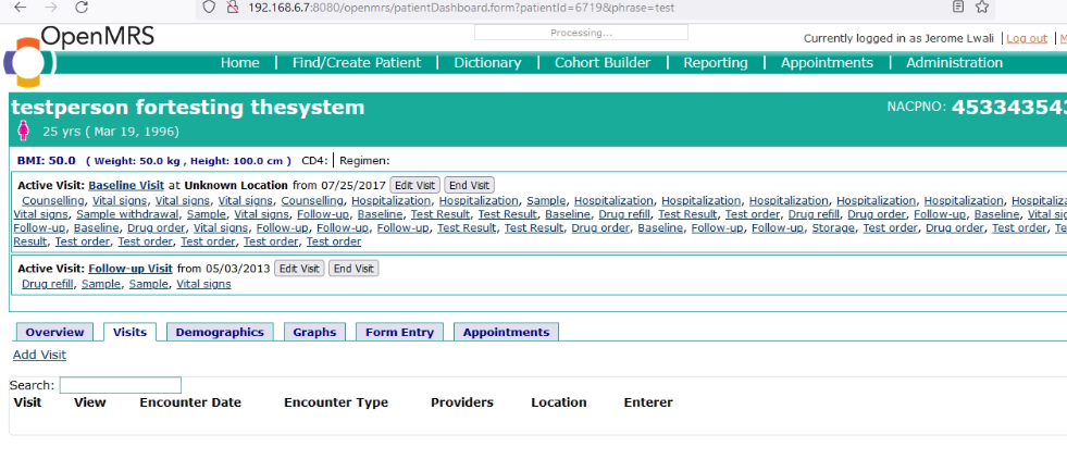 Patient dashboard visits/encounters does not display encounters of some patients - Implementing ...